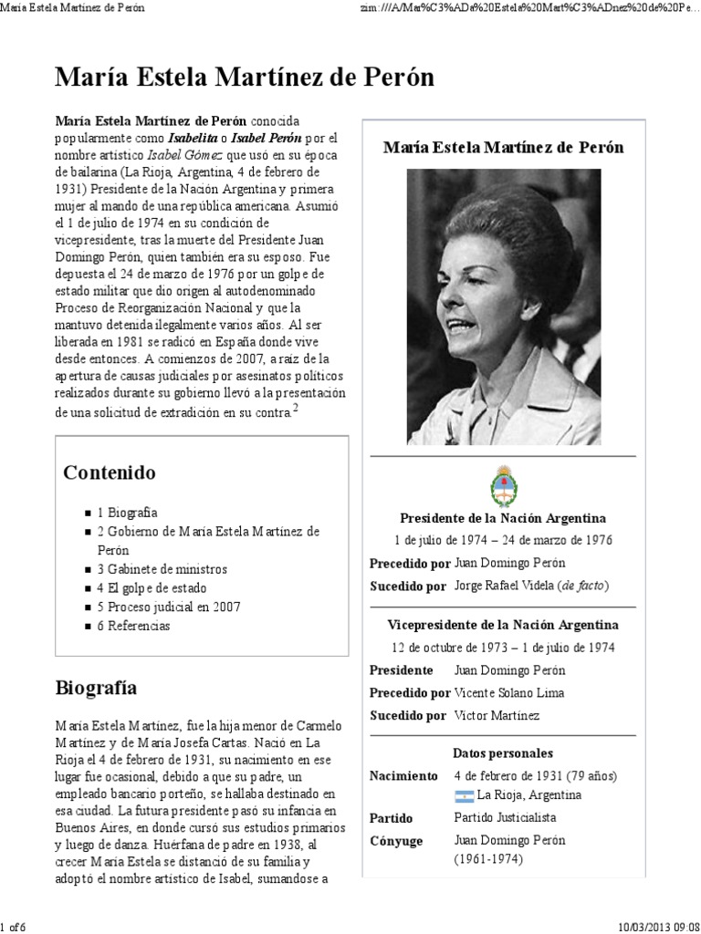 María Estela Martínez de Perón | Argentina | Política