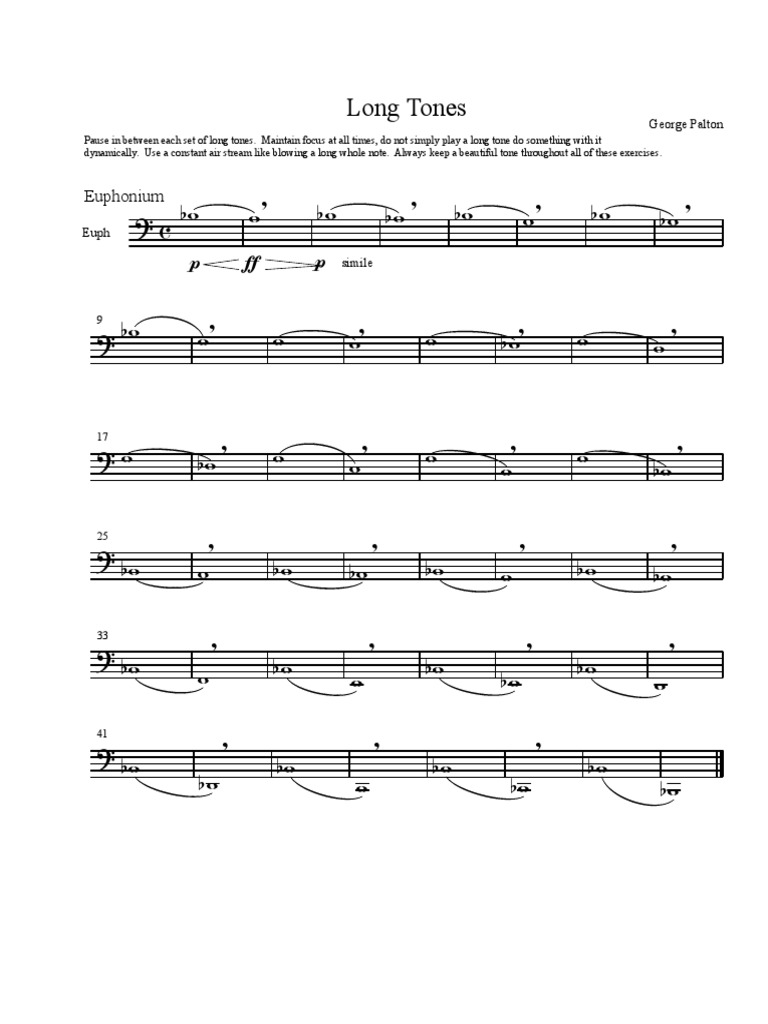 Long Tones Practice for Euphonium | PDF