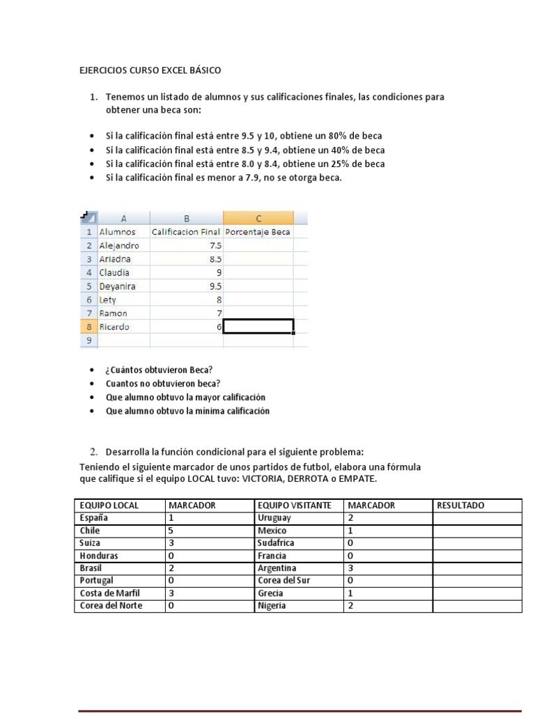 Ejercicios Curso Excel Básico | PDF | Microsoft Excel | Business