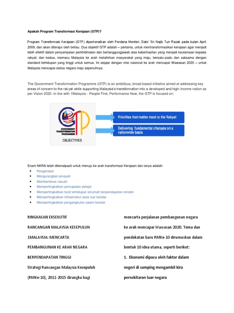 Apakah Program Transformasi Kerajaan | PDF | Bisnis | Pengelolaan Keuangan & Uang