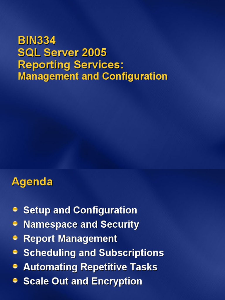BIN334 SQL Server 2005 Reporting Services | PDF | Microsoft Sql Server ...