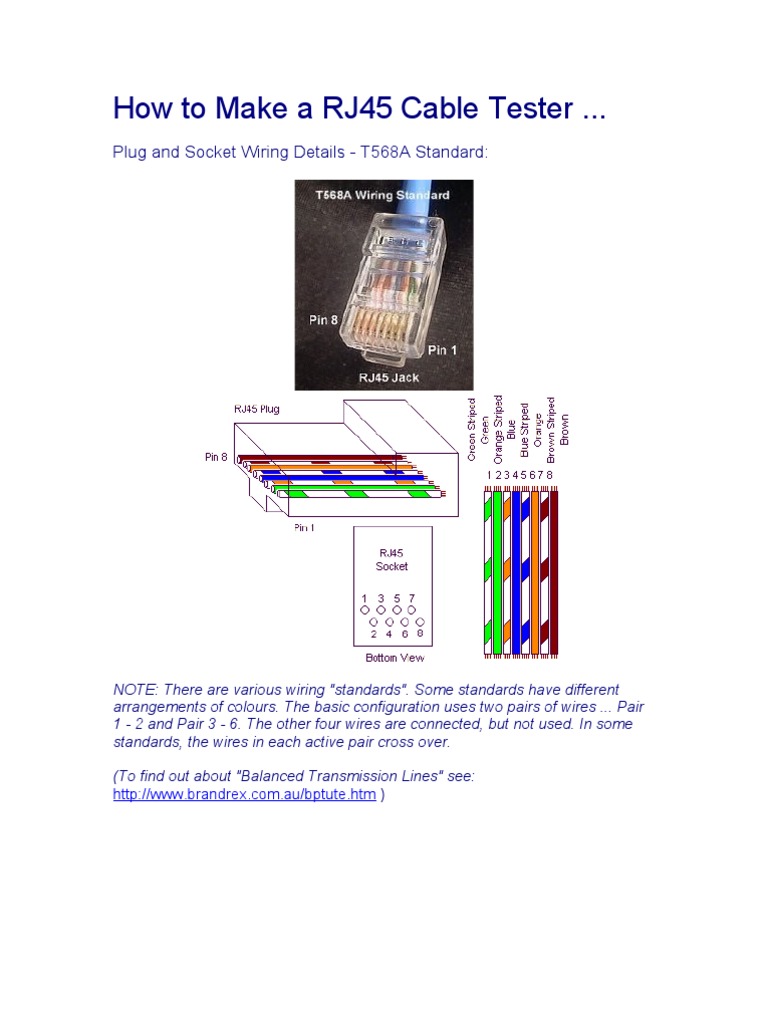 How To Make A RJ45 Cable Tester | PDF | Electrical Connector | Computer ...