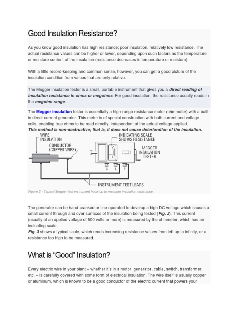 Good Insulation Resistance | PDF | Electrical Resistance And ...