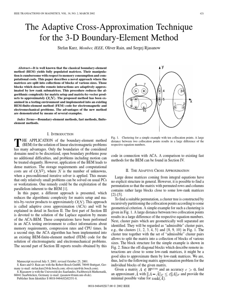 The Adaptive Cross-Approximation Technique For The 3-D Boundary-Element ...