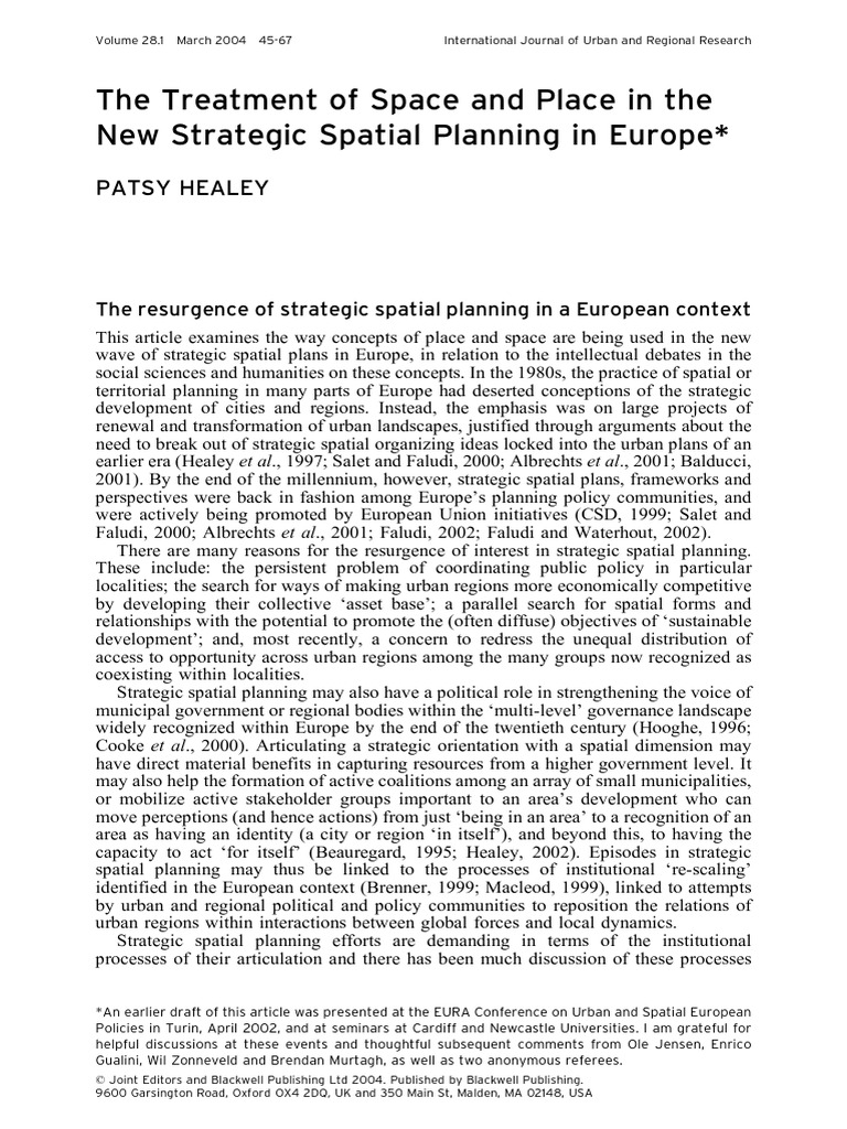 Strategic Planning - Patsy Healey | PDF | Framing (Social Sciences) | Space