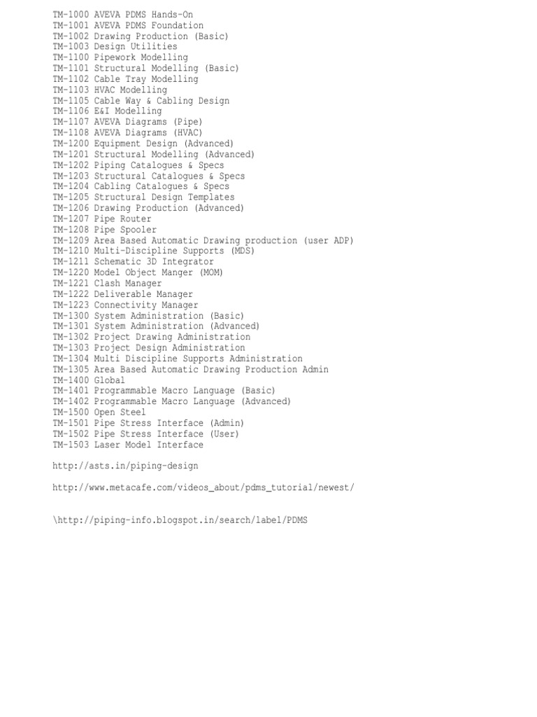 PDMS Software Training Overview | PDF