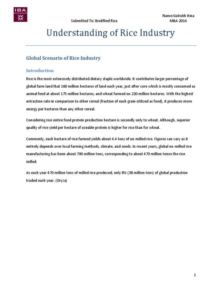 Rice Assignment | Rice | Supply Chain