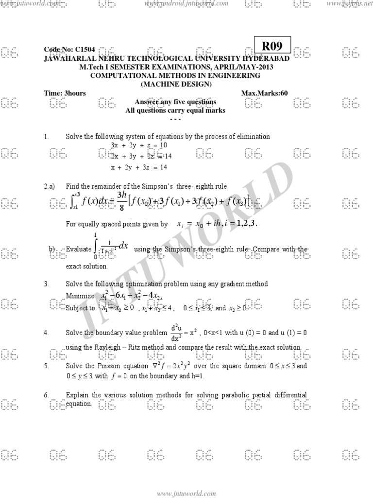 Exam Questions on Computational Methods | PDF