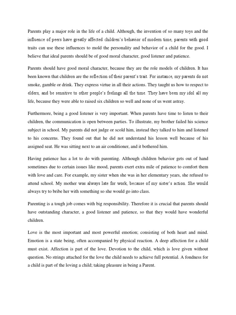 Parents Play A Major Role in The Life of A Child | PDF | Parenting ...