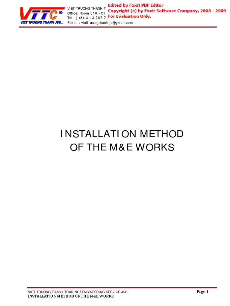 Installation Method of The M&e Works | PDF | Pipe (Fluid Conveyance ...