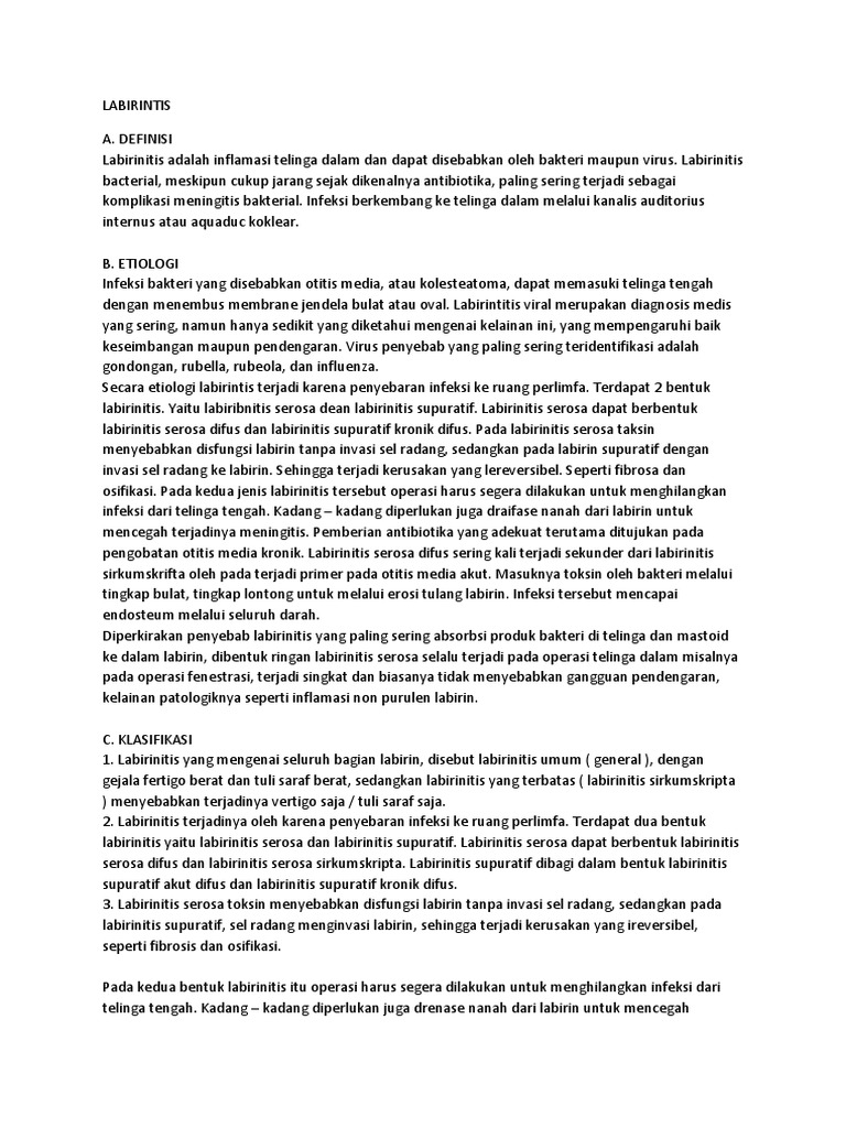 Labirintitis | PDF | Kesehatan Holistik