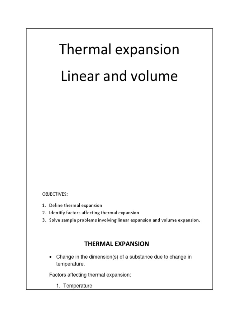 Understanding Thermal Expansion: Calculating Linear and Volumetric ...