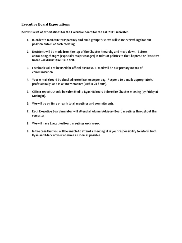 Executive Board Expectations, SWOT Analysis, and SMART Goals | PDF ...