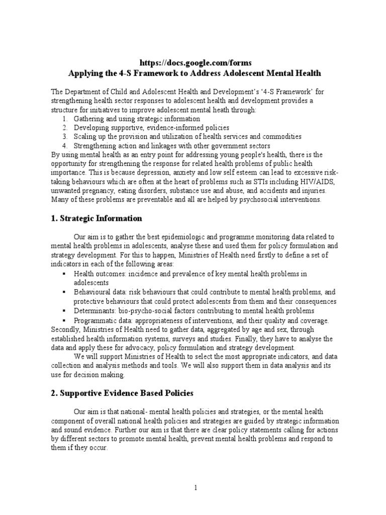 2c.4S Framework For Mental Health | Download Free PDF | Mental Health ...