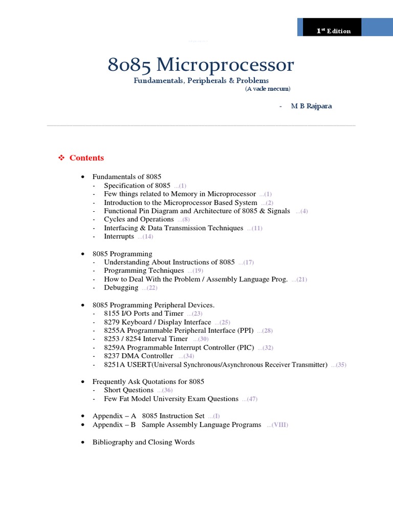 8085 Microprocessor - M B Rajpara | PDF | Central Processing Unit | Random Access Memory