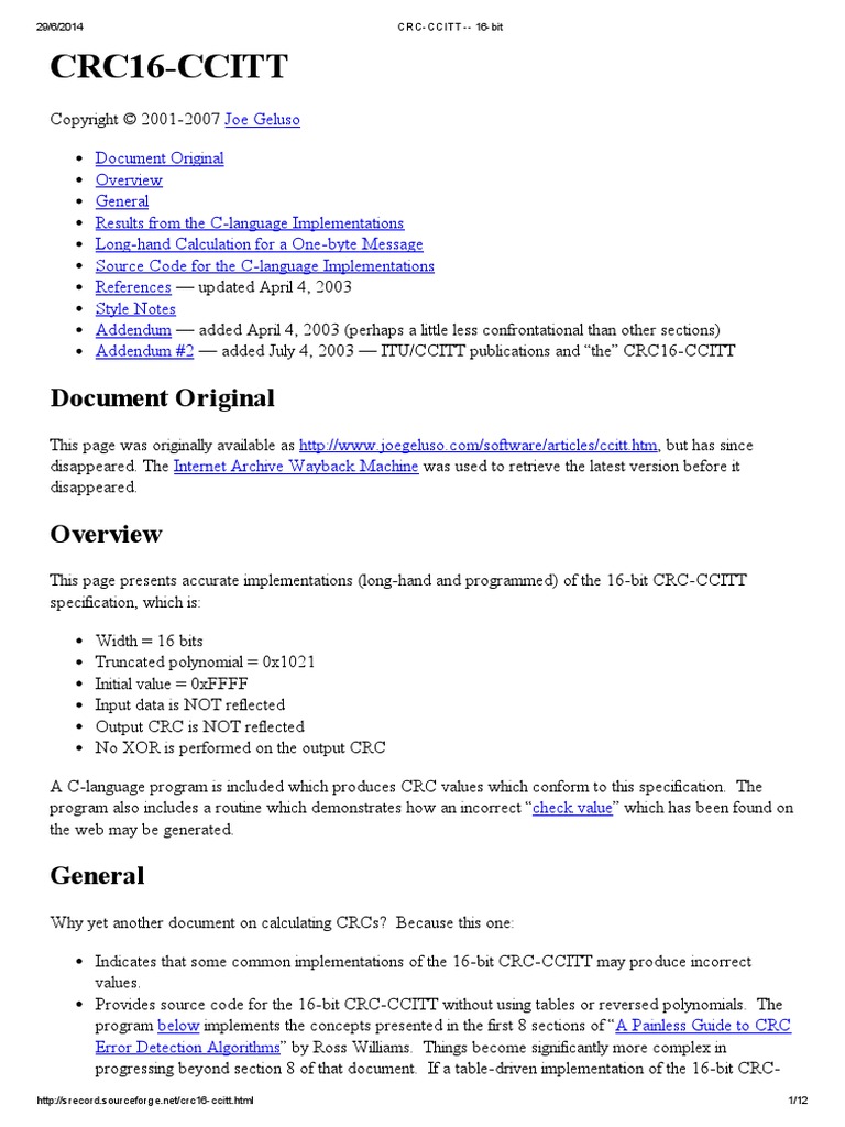 CRC-CCITT - 16-Bit PDF | Download Free PDF | Computer Architecture | Digital Technology