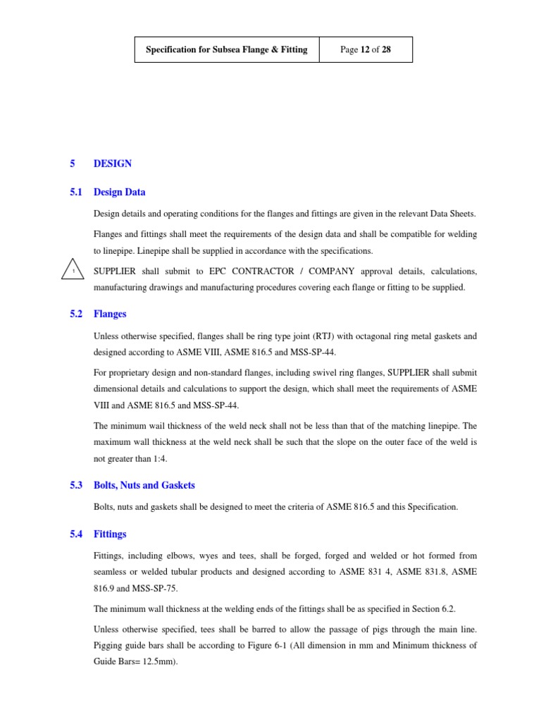 Specification For Subsea Flange Fitting | PDF | Welding | Construction