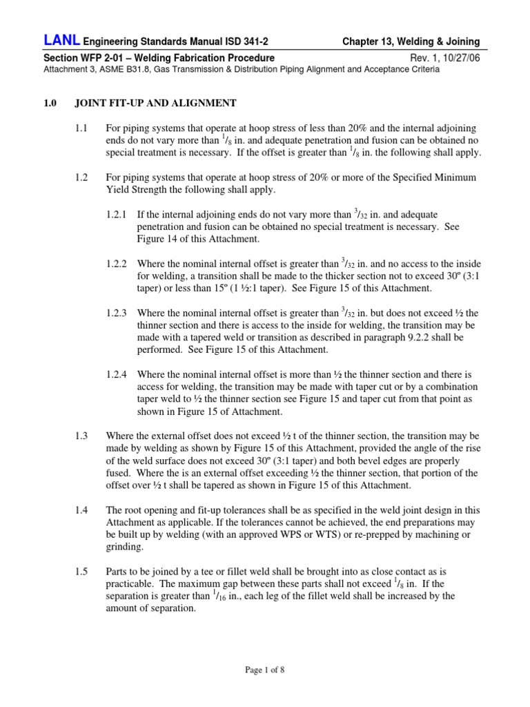 ASME B31.8 | Pipe (Fluid Conveyance) | Welding
