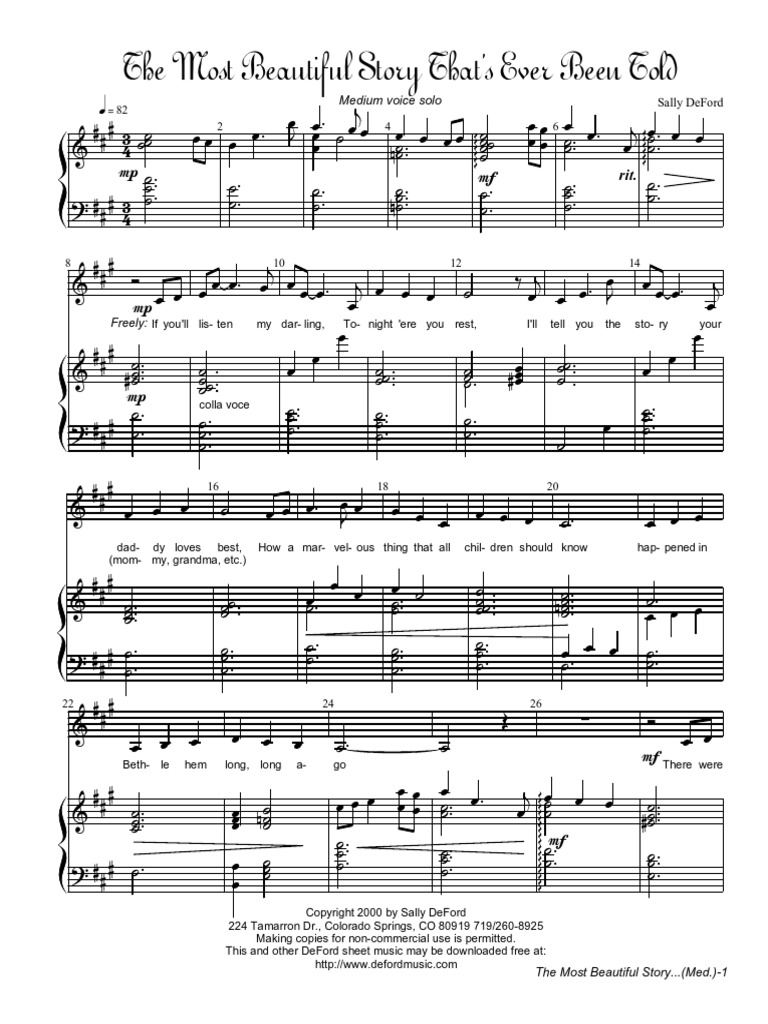 The Most Beautiful Story Thats Ever Been Told Medium Voice Solo | PDF