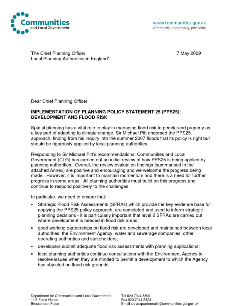 Letter To Chief Planning Officers Implementation of Planning Policy ...