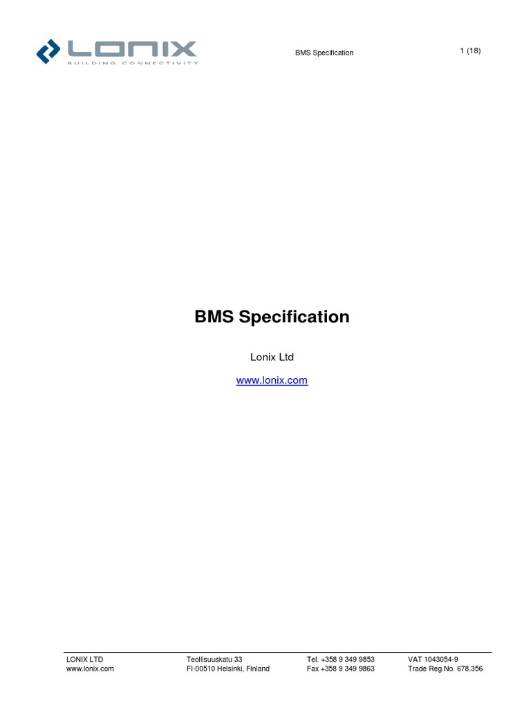 Lonix BMS Specification | PDF