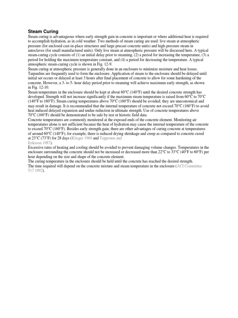 Steam Curing (REPORT) | PDF | Steam | Concrete