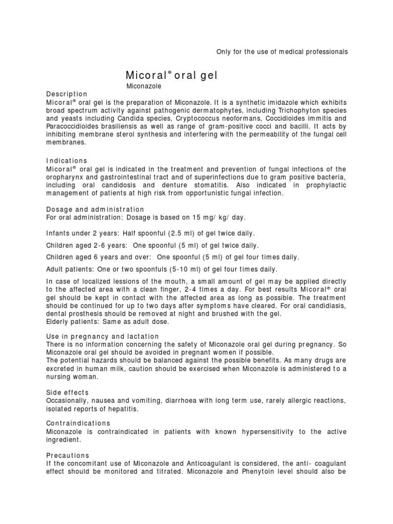 Micoral Oral Gel | PDF | Candidiasis | Pharmacology