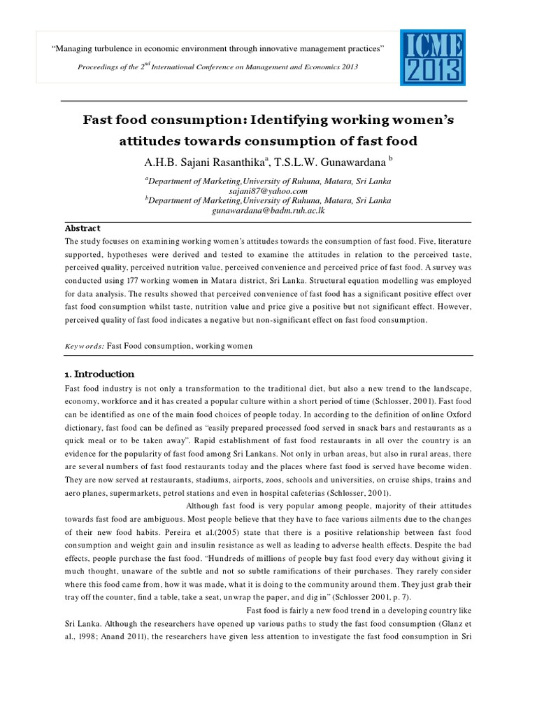 Conference Paper Food Processing | PDF | Fast Food Restaurants | Foods