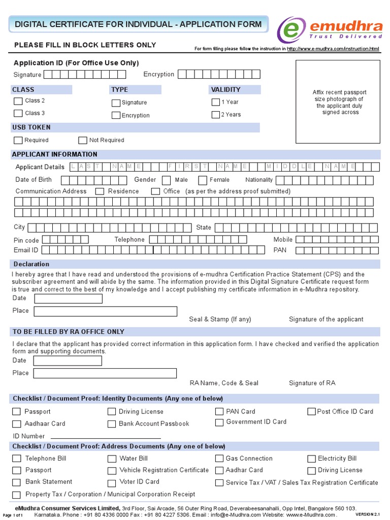 EMudhra Class2 and 3 IND Encryption and Signature | PDF