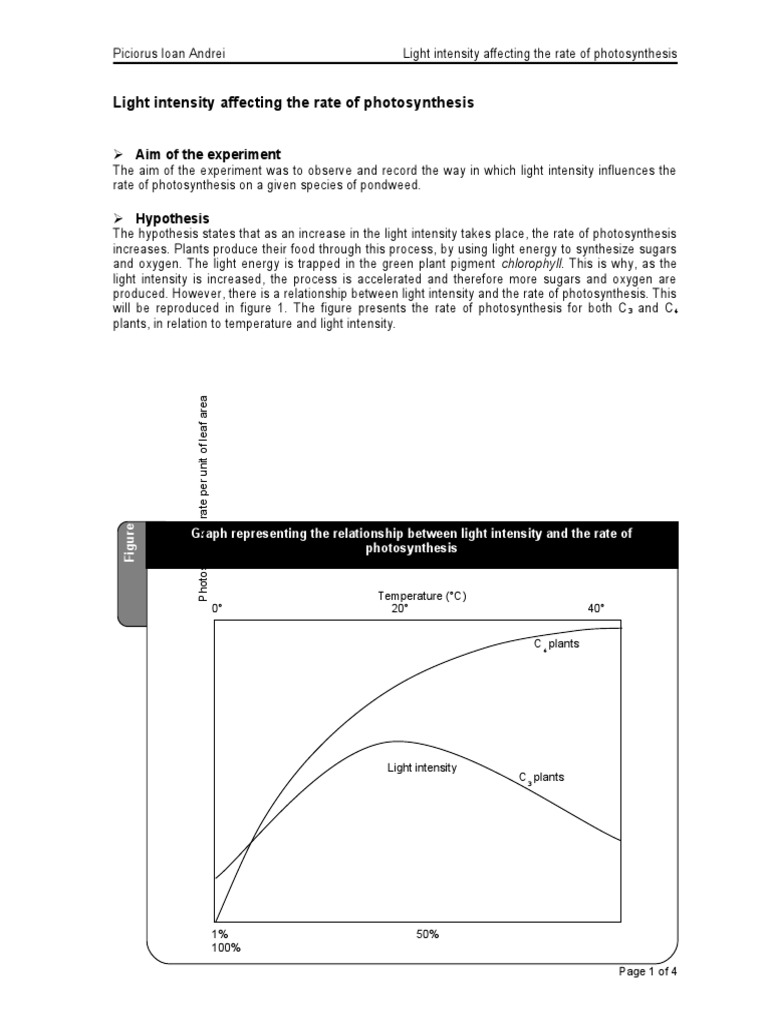 Light Intensity and Photosynthesis Rate | PDF | Photosynthesis | Experiment
