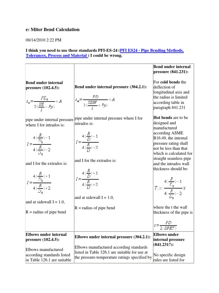 Miter Bend Calculation | PDF | Pipe (Fluid Conveyance) | Materials