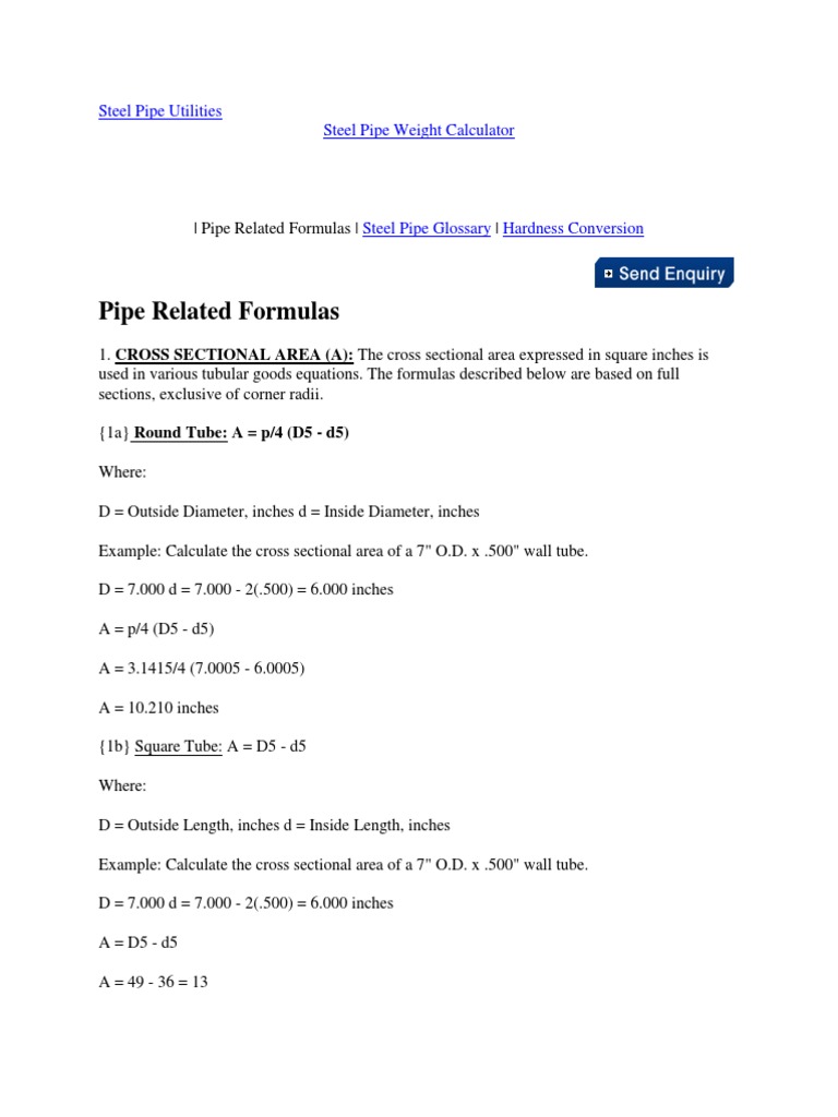 Pipe Calculation | PDF | Pipe (Fluid Conveyance) | Kilowatt Hour