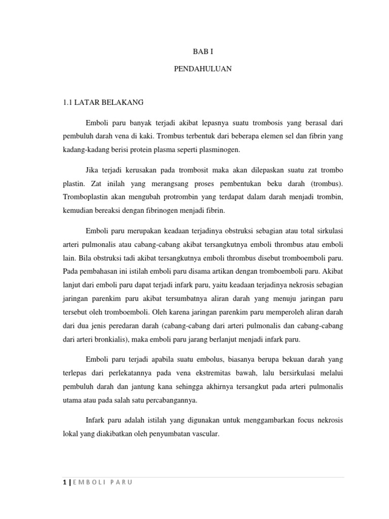 Pemahaman Emboli Paru dan Infark Paru | PDF