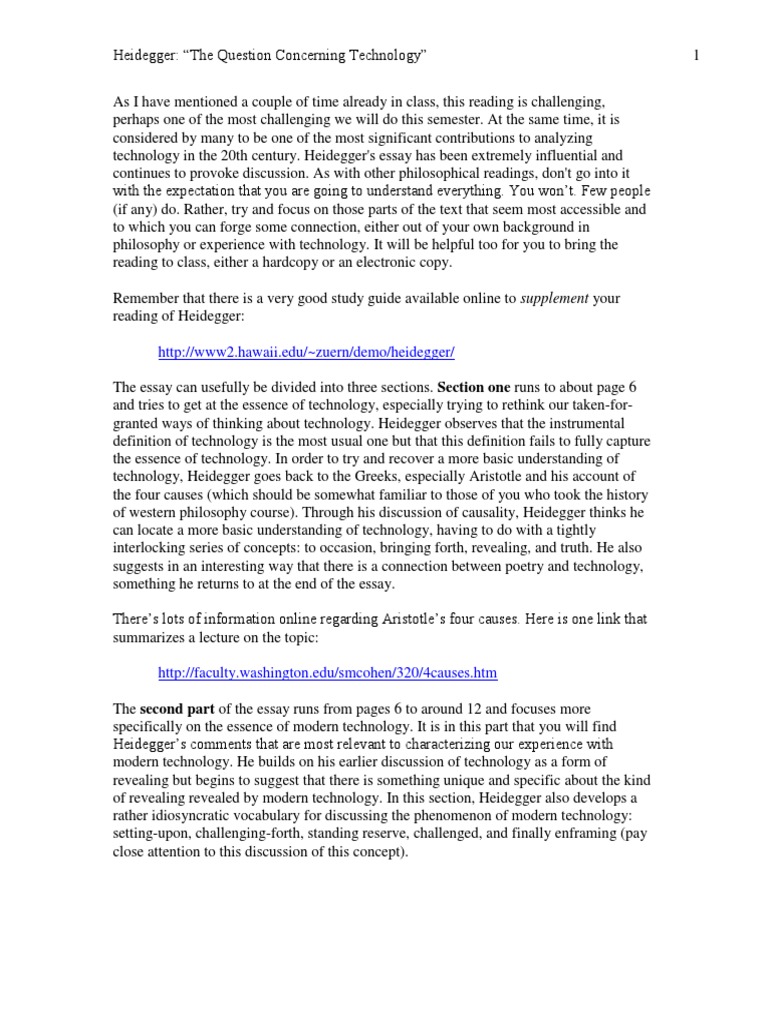 Heidegger's Analysis of Modern Technology | PDF | Martin Heidegger ...