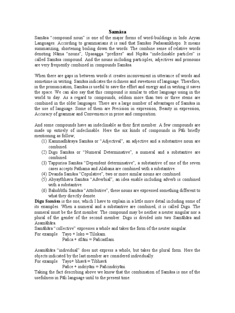 Understanding Samāsa in Pāli Language | PDF | Grammatical Gender ...