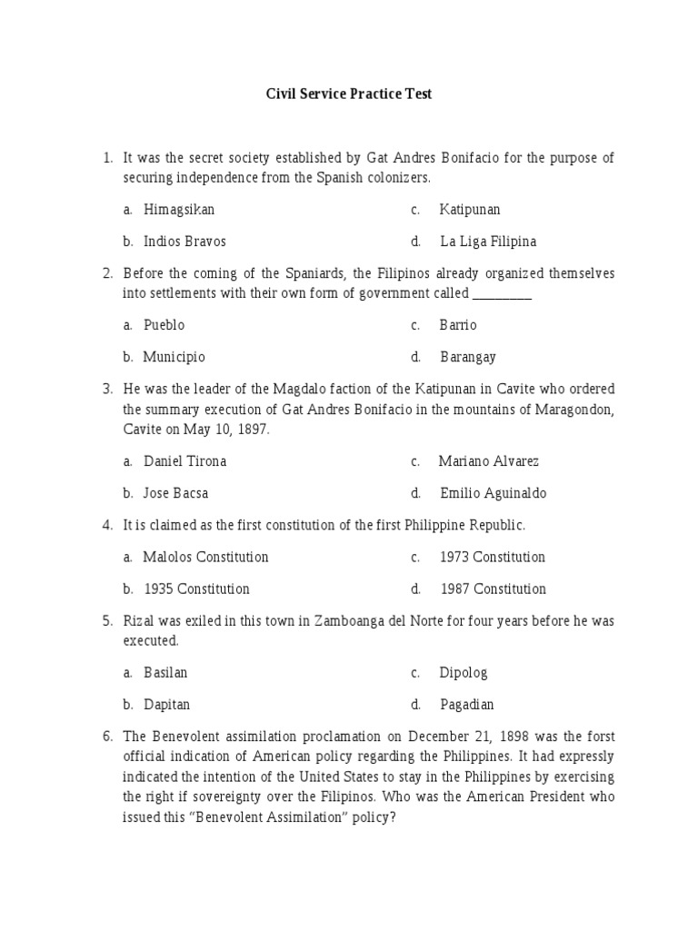 Civil Service Practice Test (Social Science) | Download Free PDF ...