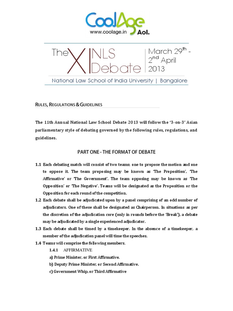 Debate - Rules and Guidelines PDF | PDF