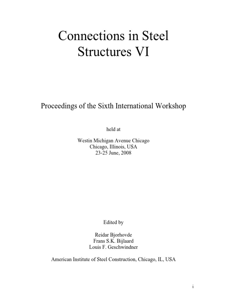 Connections in Steel Structures VI | PDF | Screw | Beam (Structure)