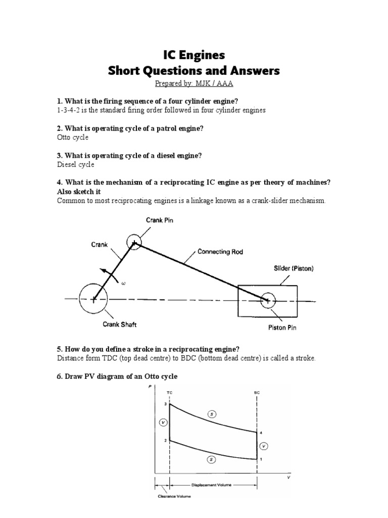 IC Engines Short Questions and Answers | Download Free PDF | Cylinder ...