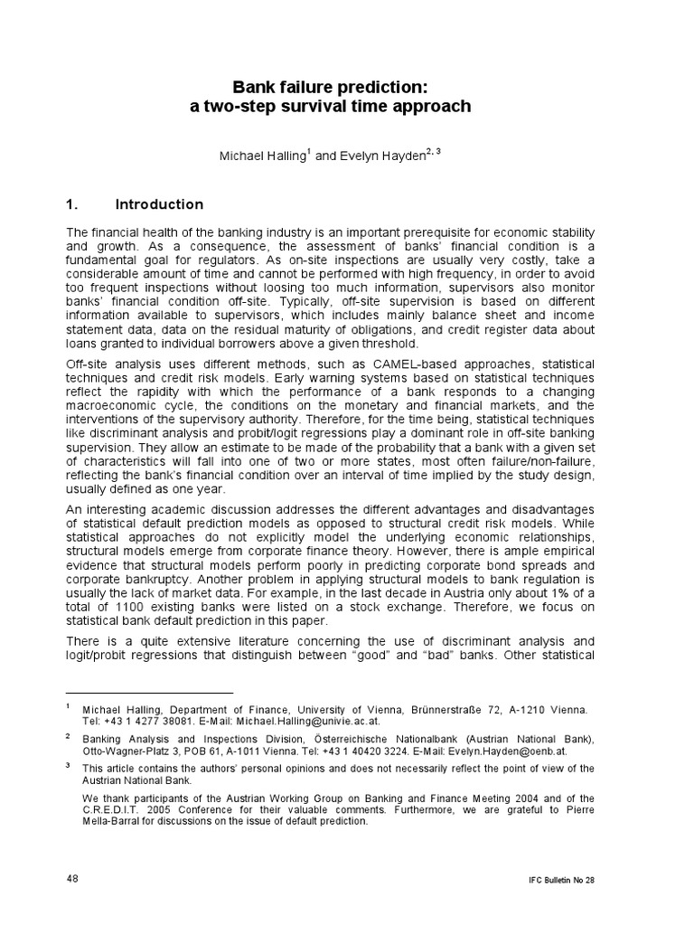 Bank Failure Prediction Model | PDF | Logistic Regression | Dummy ...