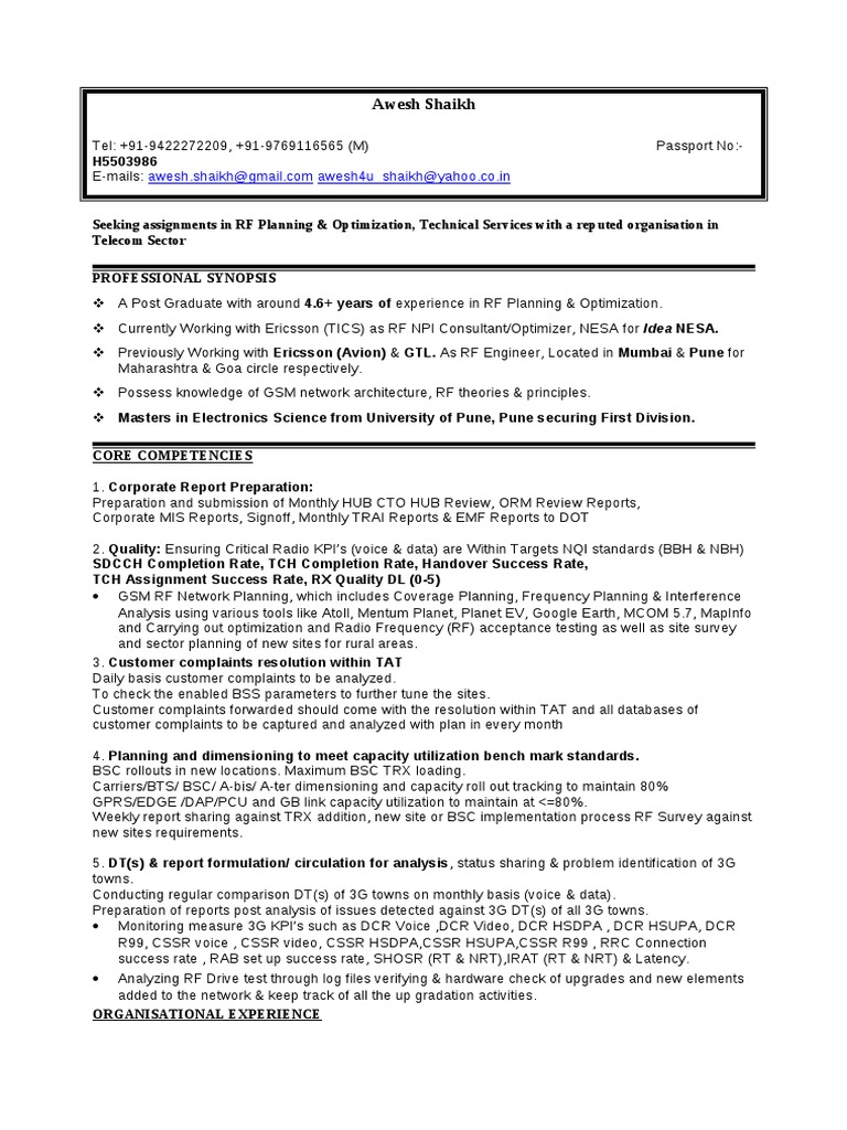 Awesh - RF Planning & Optimization | PDF | Ericsson | 3 G Awesh - RF Planning & Optimization | PDF | Ericsson | 3 G
