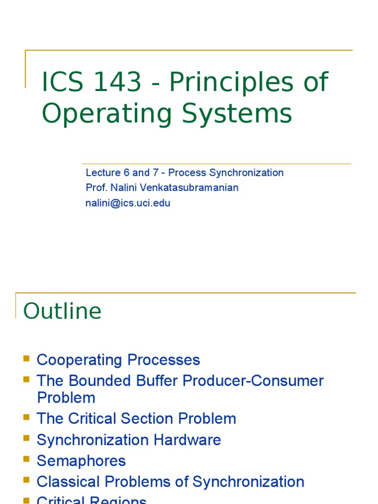ICS 143 - Principles of Operating Systems | PDF | Computer Data | Concurrency (Computer Science)
