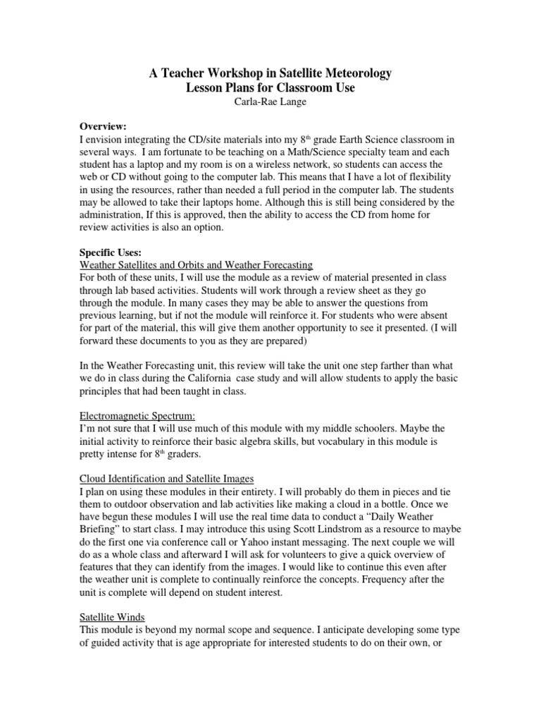 Integrating Satellite Meteorology Resources into an 8th Grade Earth ...