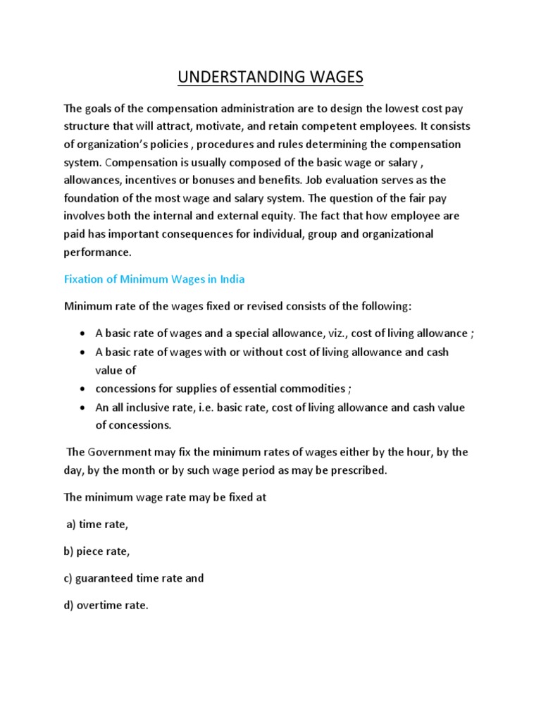 Understanding Wages: Fixation of Minimum Wages in India | PDF | Minimum ...