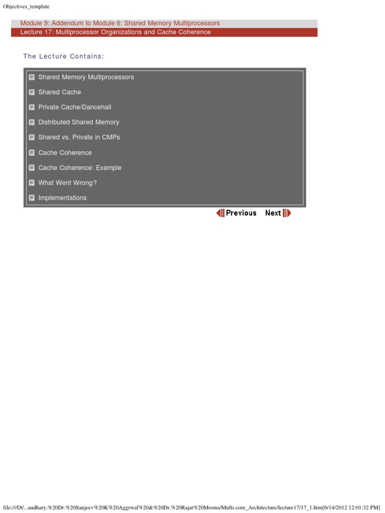The Lecture Contains Module 9 Addendum To Module 6 Shared Memory Multiprocessors Pdf Cpu