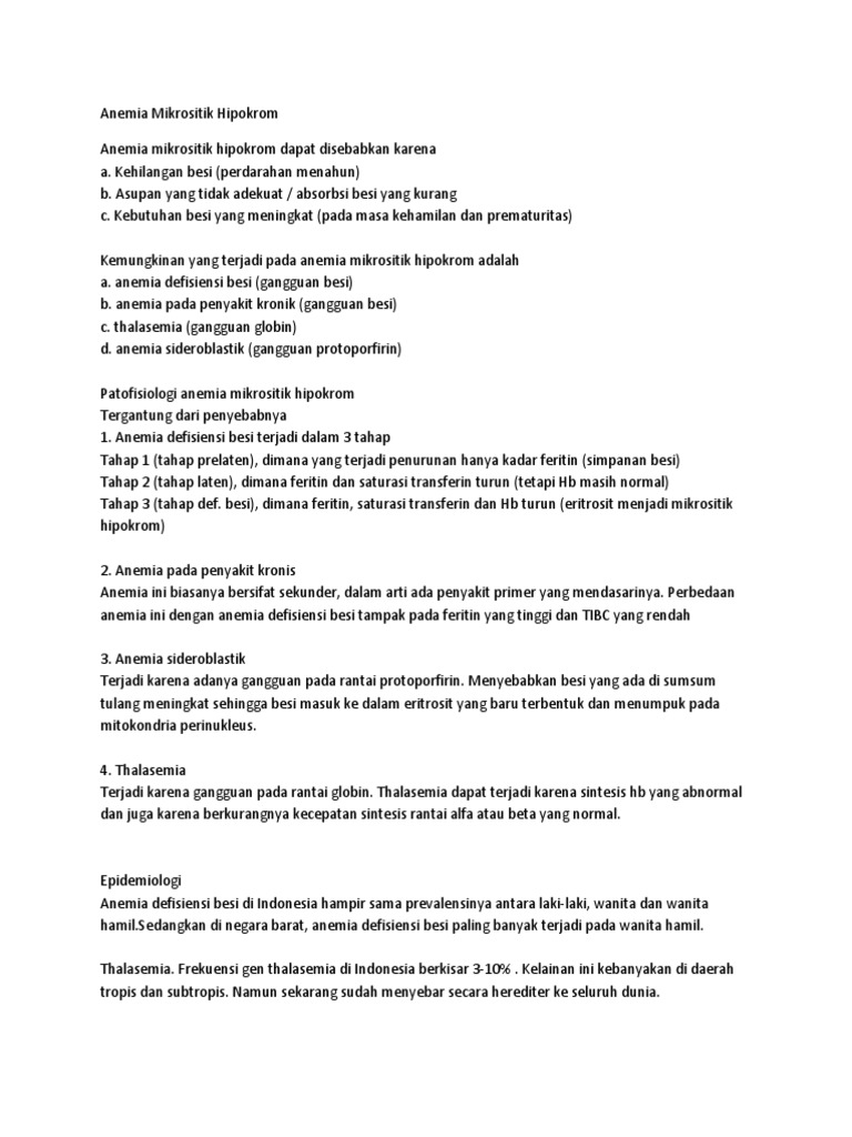 Anemia Mikrositik Hipokrom | PDF