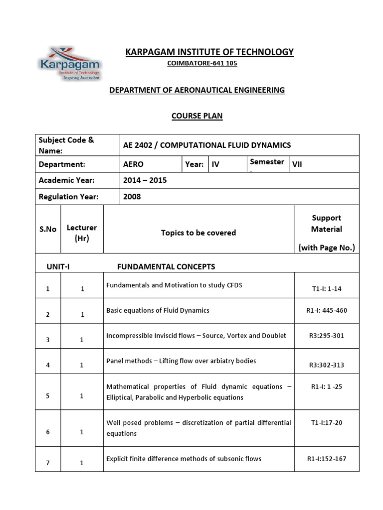 CFD Lesson Plan | PDF | Computational Fluid Dynamics | Finite Element ...
