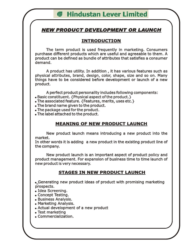 Project On New Product Development or Launch | PDF