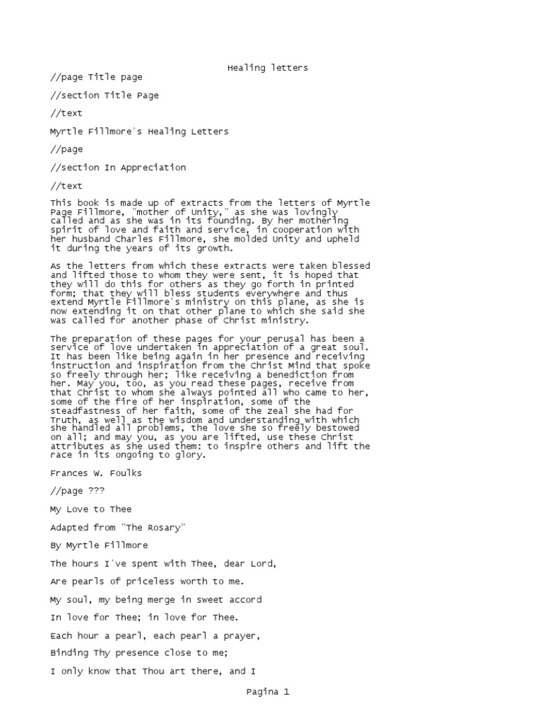 Myrtle Fillmore's Healing Letters | PDF | God The Father | Prayer