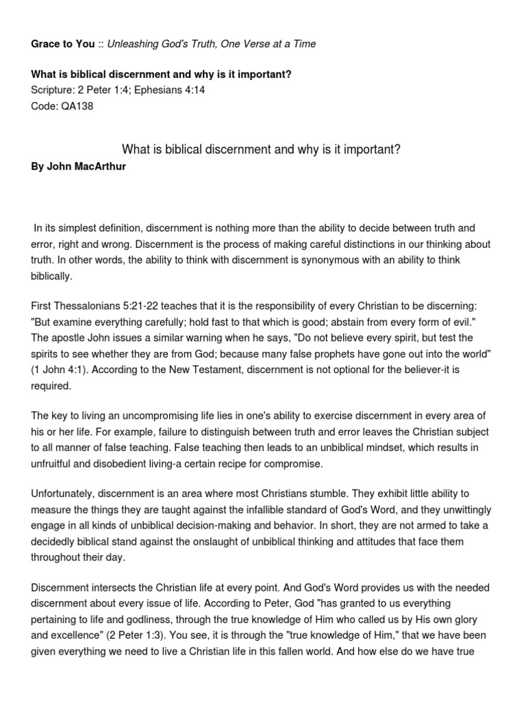 What Is Biblical Discernment and Why Is It Important | PDF | Business